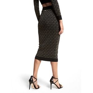 Michael Kors | Skirts | Michael Michael Kors Husk Logo Jacquard Pencil Skirt Qf3789al9 Size ...